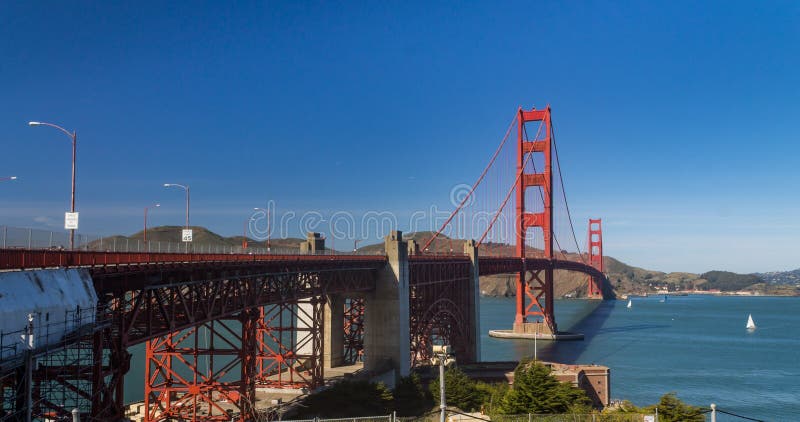 Golden Gate Bridge Viewed from Side Stock Image - Image of classic ...