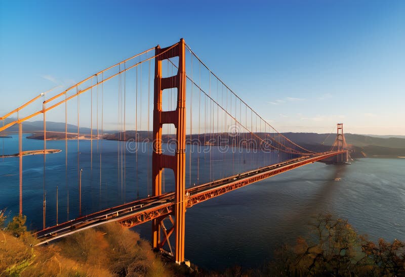 A View of the Golden Gate Bridge Stock Illustration - Illustration of ...
