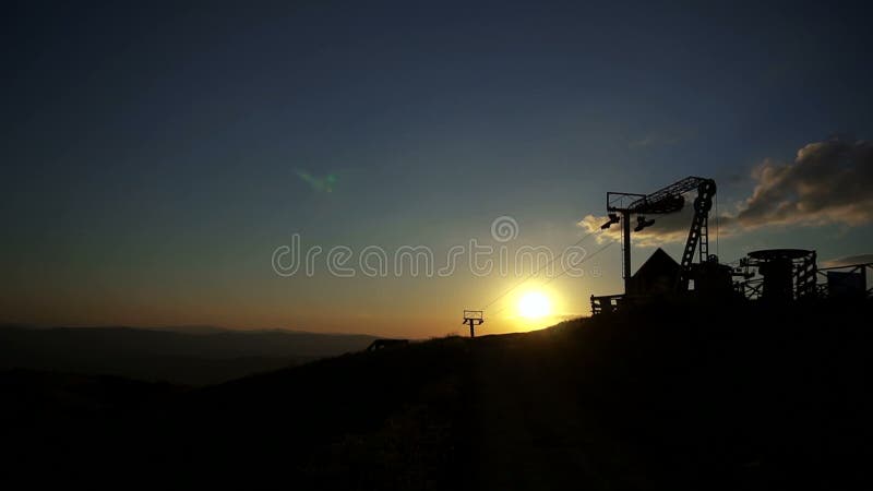 View of the Golden Sun Setting Down. Beautiful Dark Blue Sky with ...