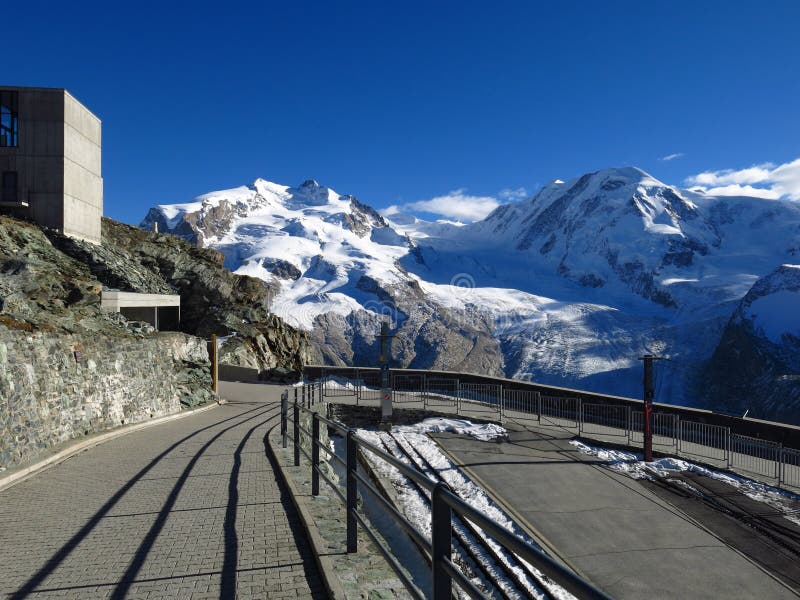 View from the Gornergrat Summit Station Stock Image - Image of blue ...