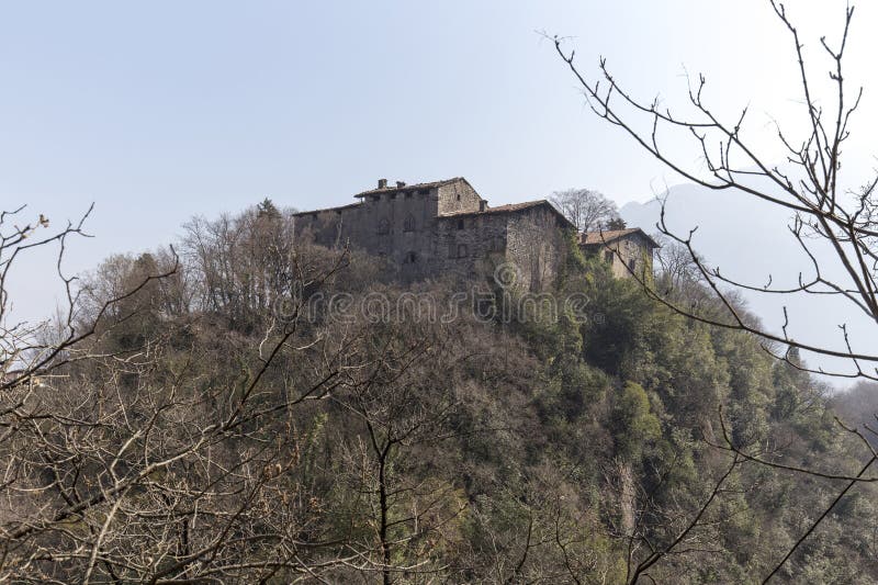 View of Gorzone Castle in Valcamonica Editorial Photo - Image of aerial ...