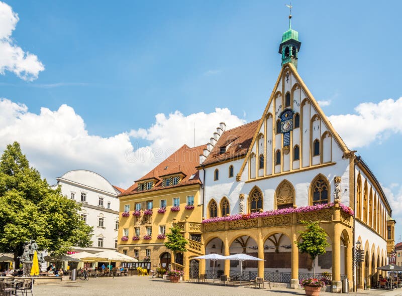 View at the Gothic Town Hall in Amberg - Germany Editorial Photography ...