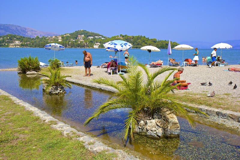 View of Gouvia Beach, Corfu, Greece Editorial Stock Photo - Image of ...