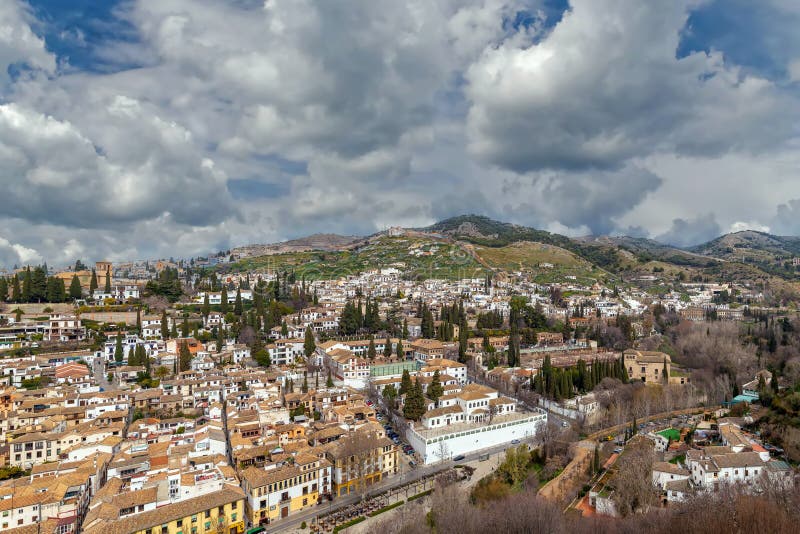 View of the Granada Cathedral and the City`s Main Square in Granada ...
