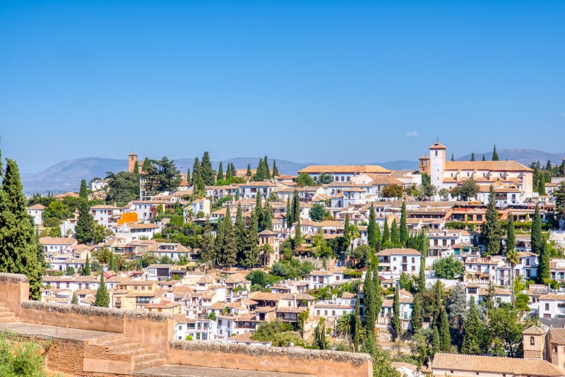 View of the Alhambra in Granada Stock Image - Image of andalusia ...