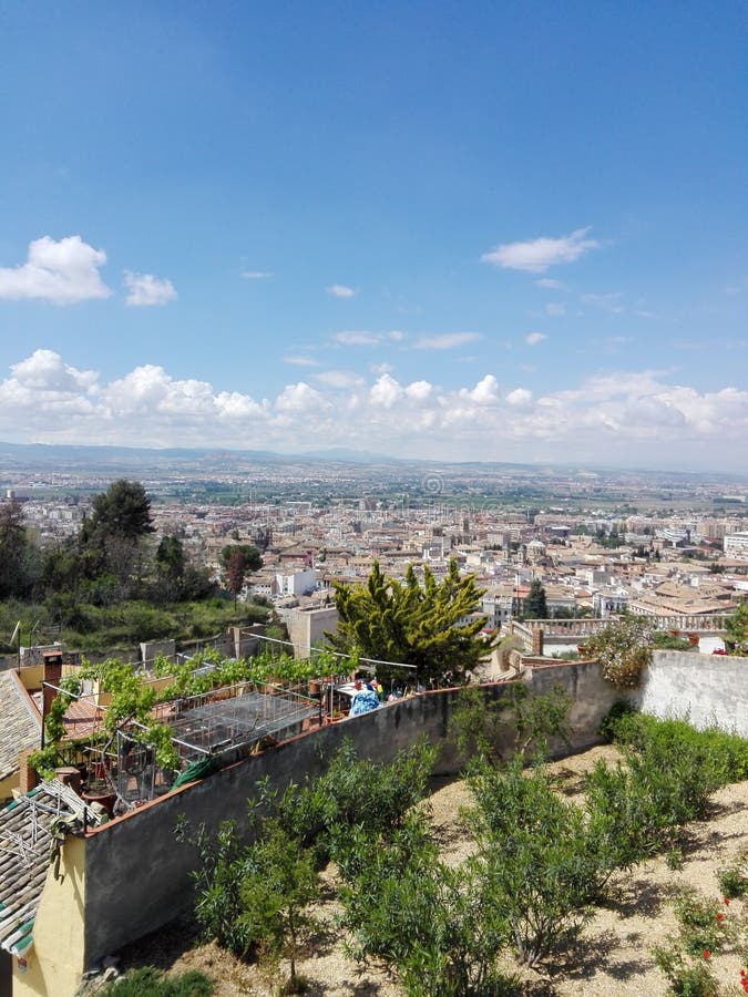 View of Granada from the Alhambra Stock Image - Image of arabesque ...