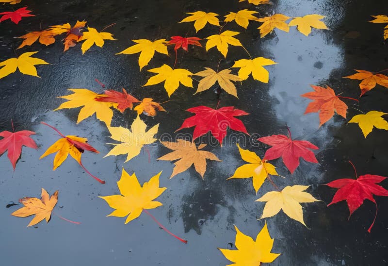 A View of the Grand Canal in Dublin with Fall Foliage and Rain Droplets ...