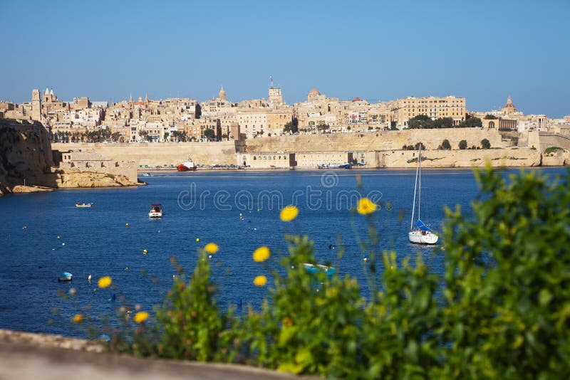View of Grand Harbour stock image. Image of islands, mediterranean ...