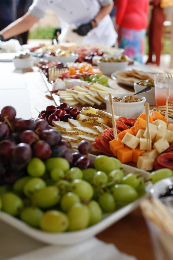 Grazing table, grapes stock image. Image of meat, merchandise - 254818171