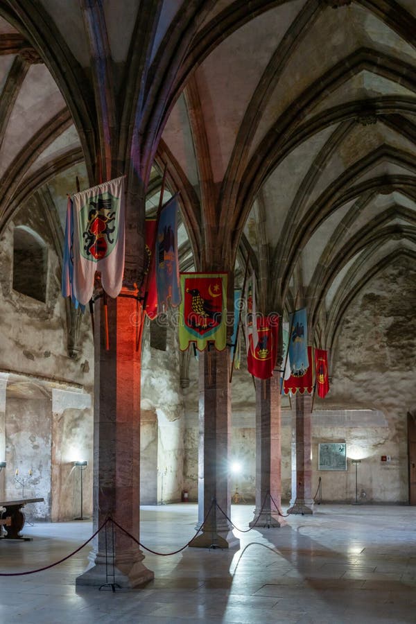 View of the Great Hall Inside the Hunedoara Castle with Medieval ...