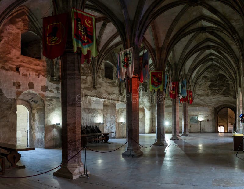 View of the Great Hall Inside the Hunedoara Castle with Medieval ...