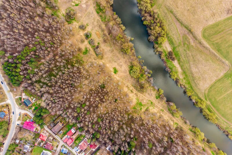 View from a Great Height of the Land with Houses Stock Image - Image of ...