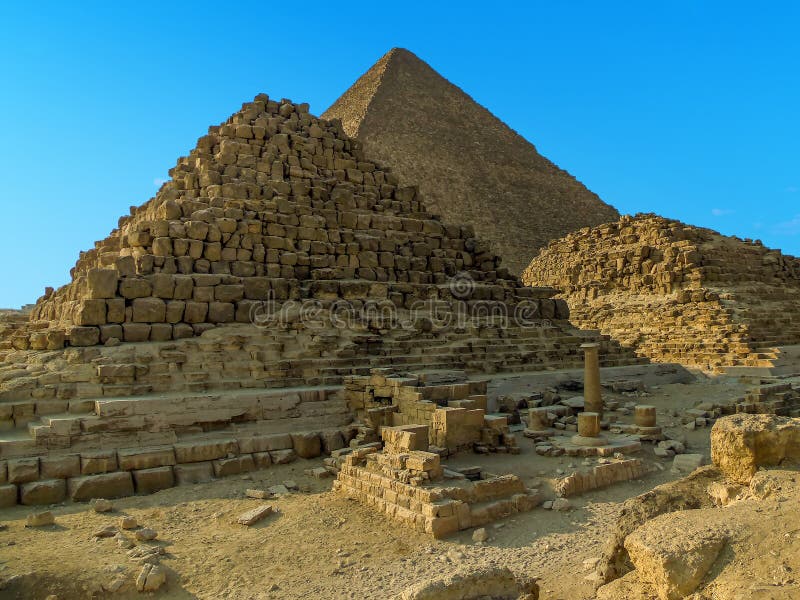 A View of the Great Pyramid at Giza, Egypt with Small Burial Step ...