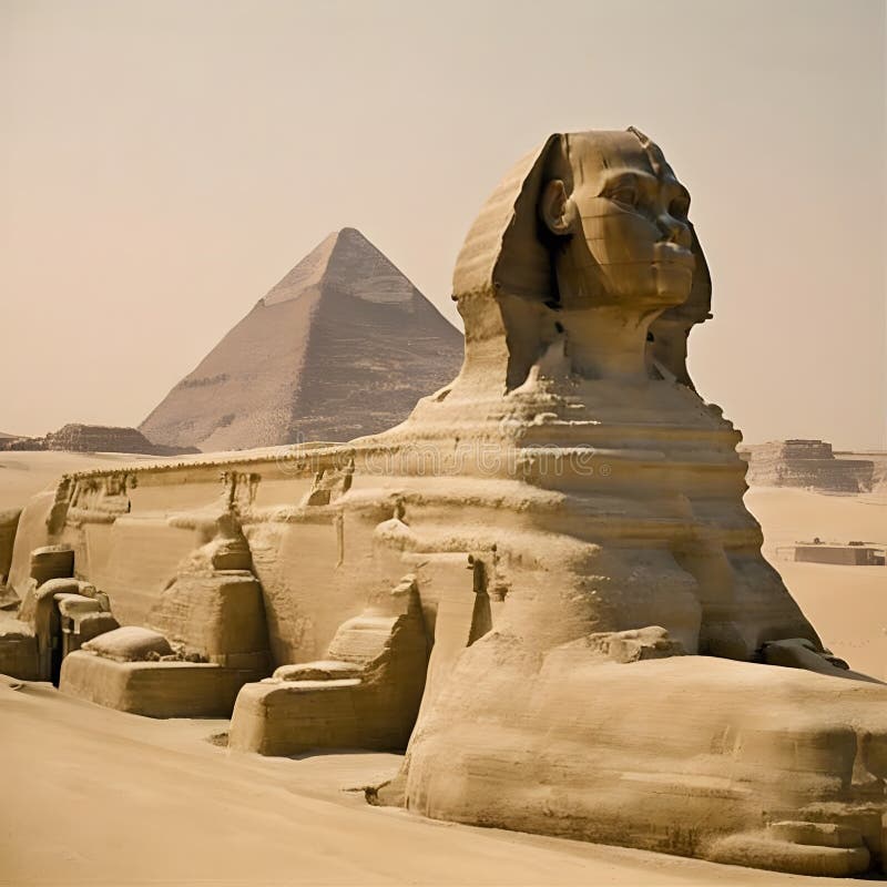 A View of the Great Sphinx in Egypt Stock Illustration - Illustration ...