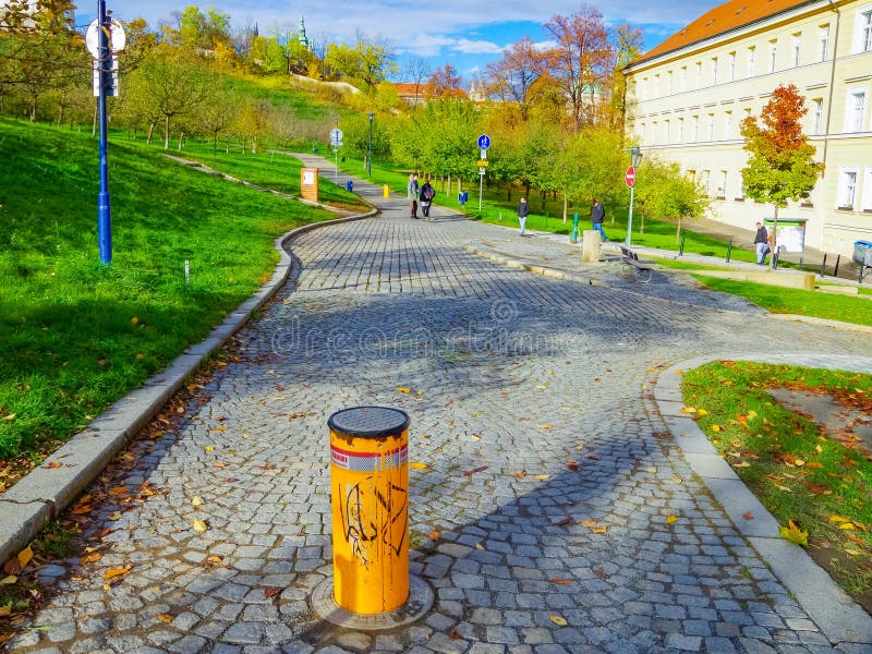 View on Green Path with Trees through Fields in Prague, Editorial Image ...