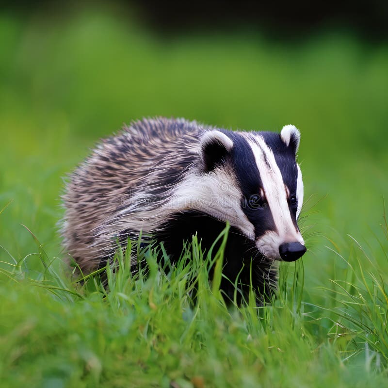 A view of a Grey Badger stock illustration. Illustration of wildlife ...