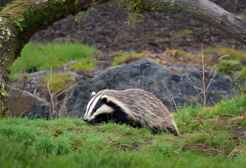 A view of a Grey Badger stock illustration. Illustration of wildlife ...