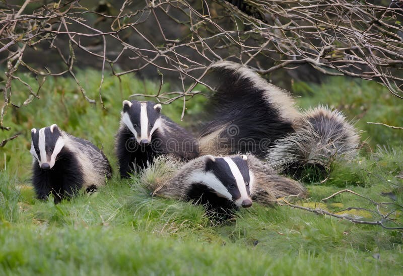 A view of a Grey Badger stock illustration. Illustration of wild ...