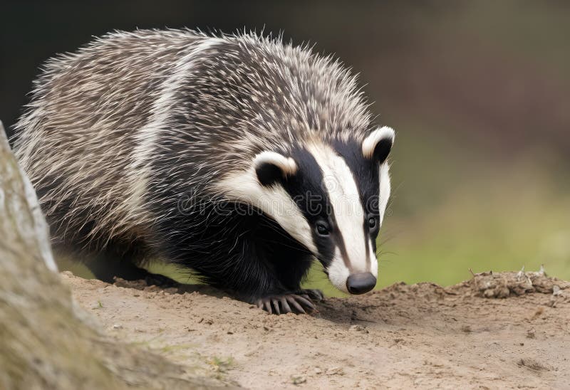 A view of a Grey Badger stock illustration. Illustration of mammal ...