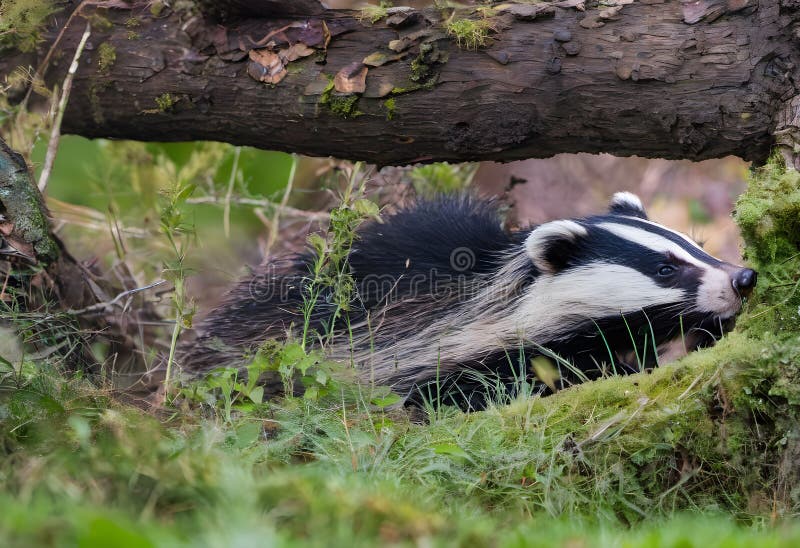 A view of a Grey Badger stock illustration. Illustration of snout ...