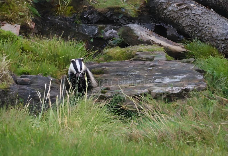 A view of a Grey Badger stock illustration. Illustration of rabbit ...