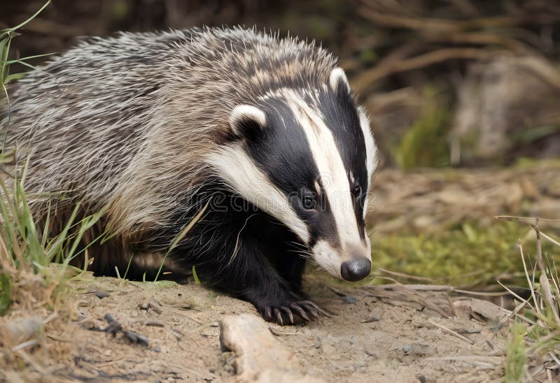 A view of a Grey Badger stock illustration. Illustration of whiskers ...