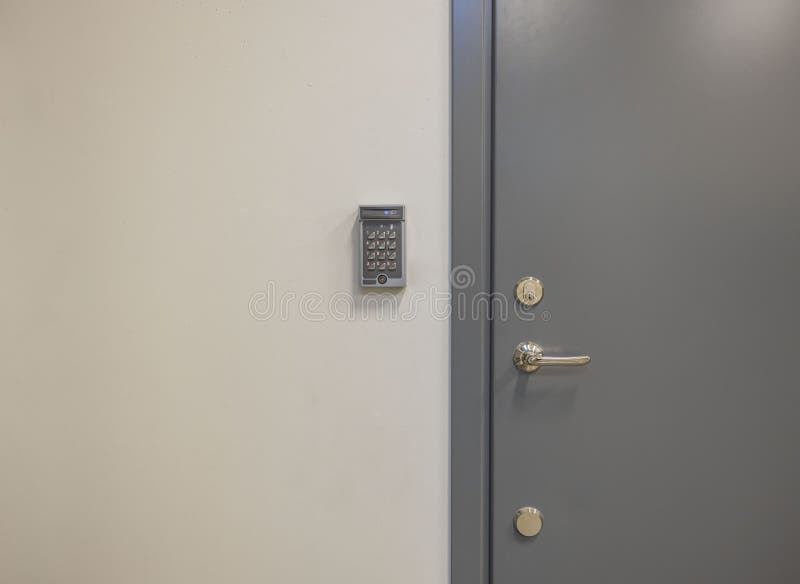 View of Grey Metal Door with Digital Code Lock. Stock Photo - Image of ...