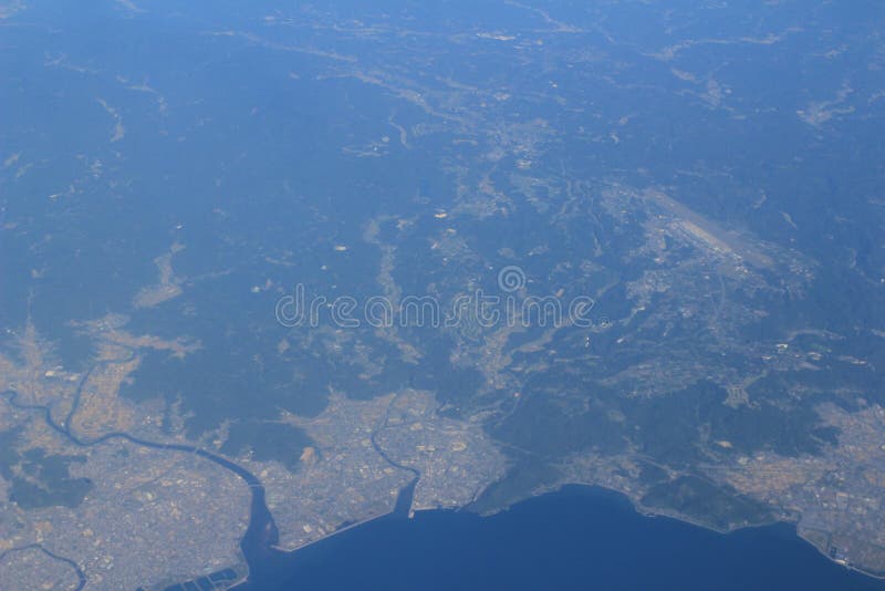 View of the Ground from Airplane Window Stock Image - Image of ...