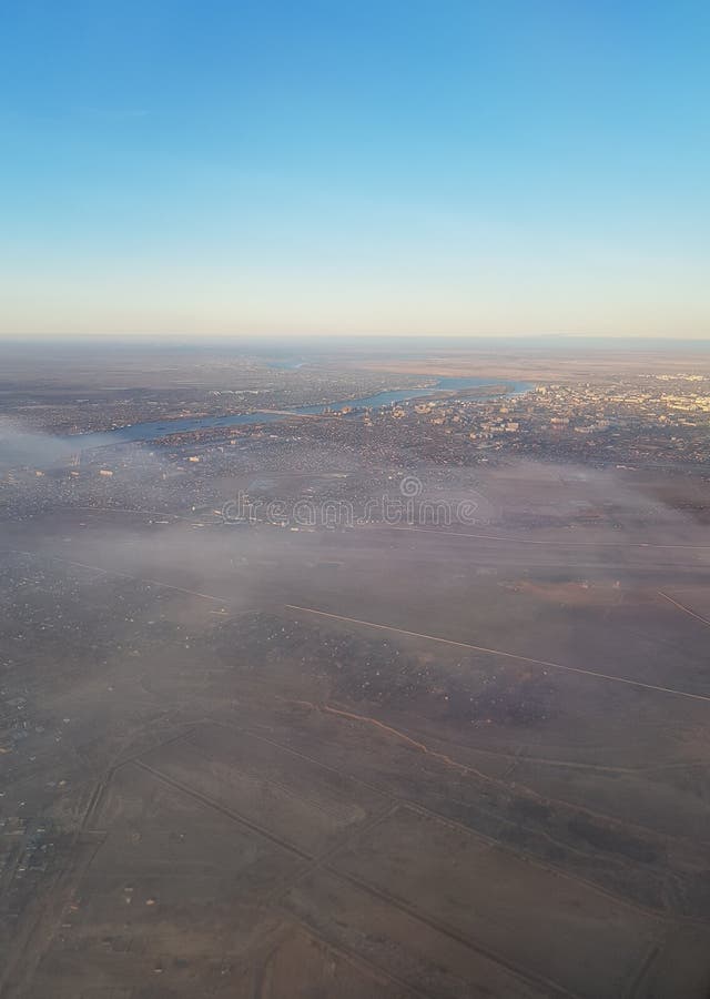 View of the Ground from the Airplane Window Stock Photo - Image of blue ...