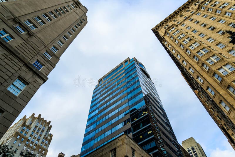 View from the Ground at Building Tops in Philadelphia Stock Photo ...