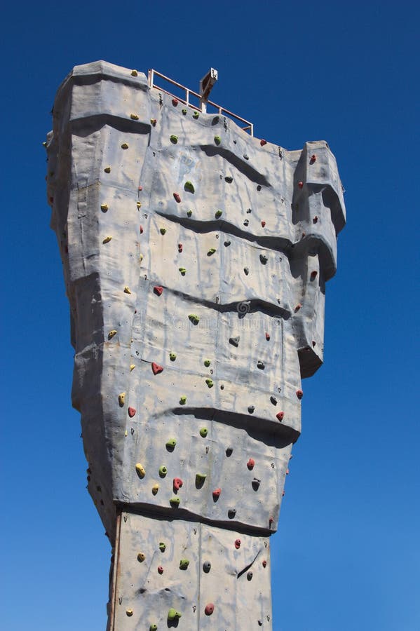 View from the Ground of a High-altitude Climbing Wall Stock Photo ...