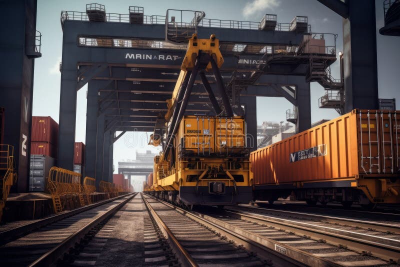 View from the Ground To a Huge Port Crane. Loading Containers from a ...
