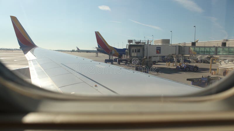 View from Grounded Plane Looking at Wing Editorial Image - Image of ...