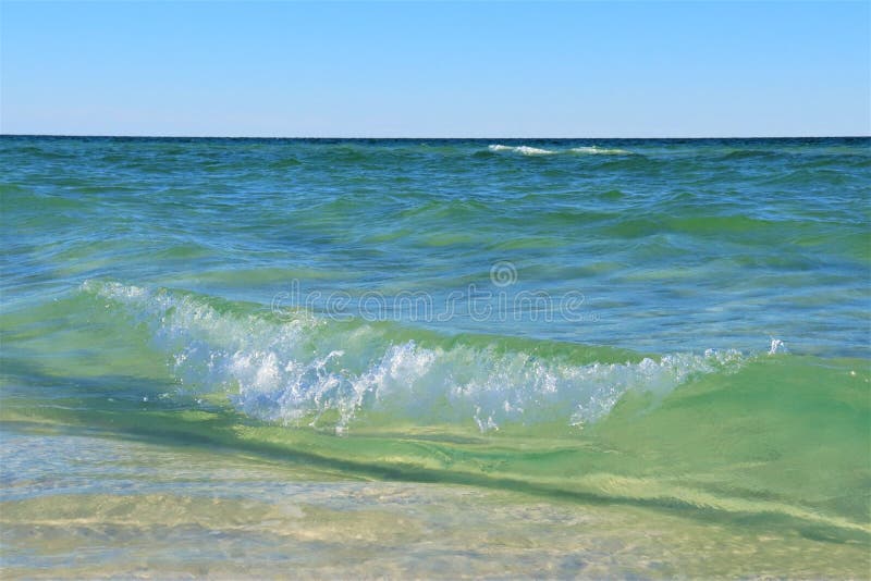 View of the Gulf Coast from the Shore, Green Ocean Stock Image - Image ...