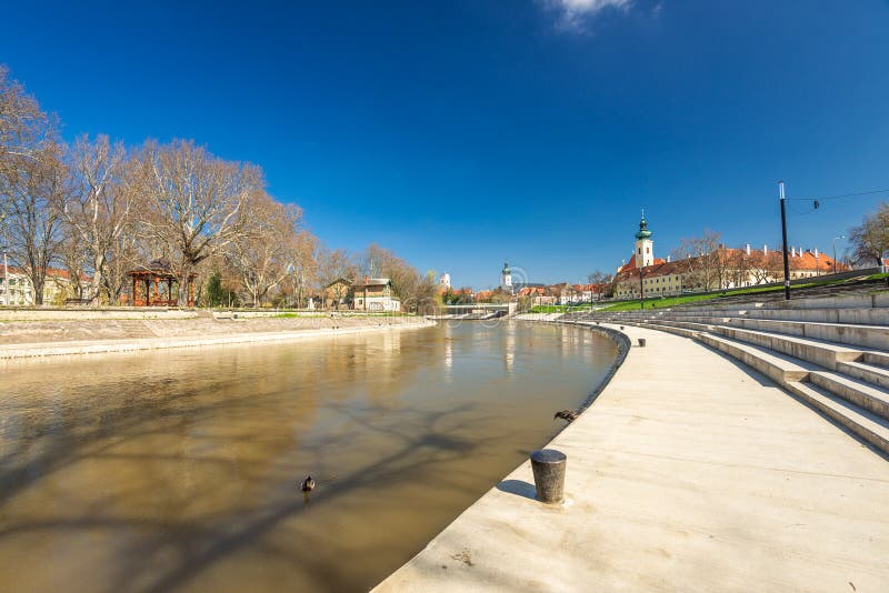 View of Gyor with River Raba, Hungary Stock Image - Image of tourism ...