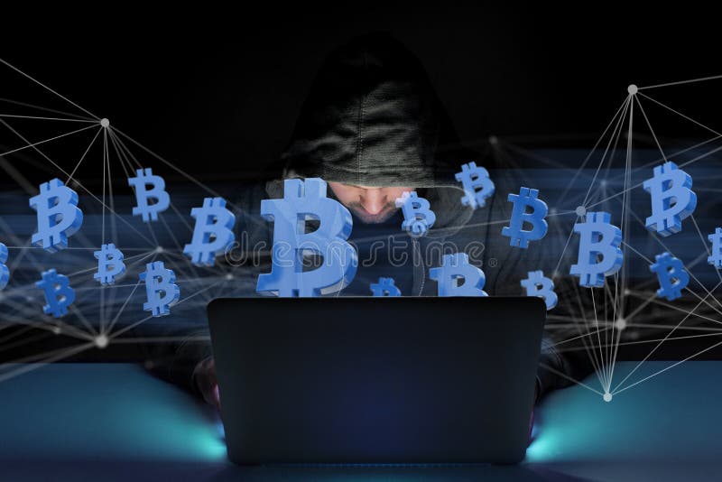 Hacker Man In The Dark Using Computer To Hack Data And Information ...