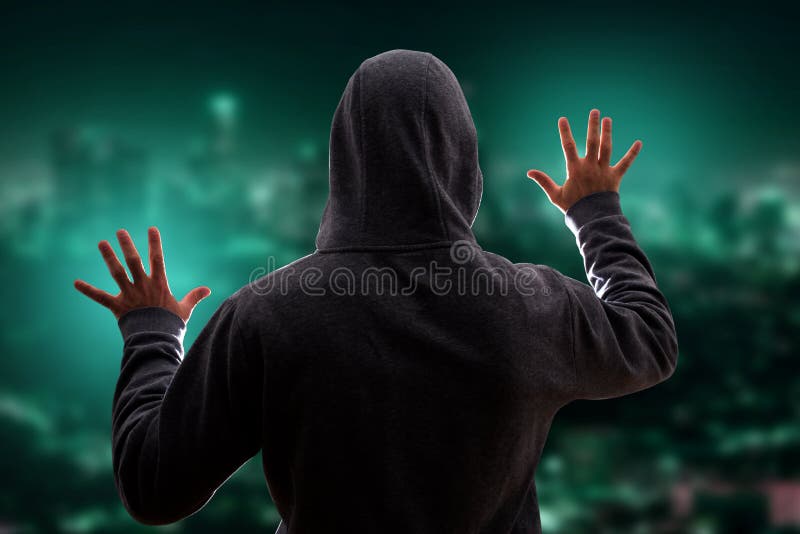 Hacker Man in the Dark Using Computer To Hack Data and Information ...