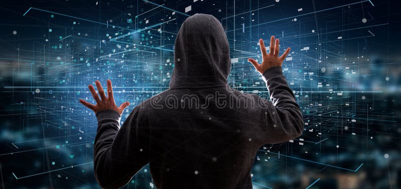 Hacker Man Holding Data Binary Cloud 3d Rendering Stock Photo - Image of internet, code: 117494800