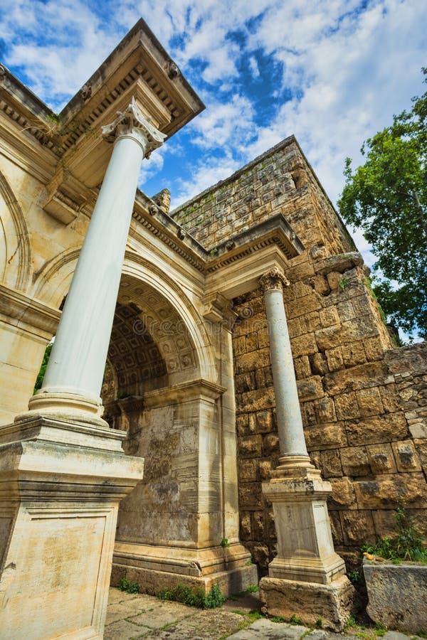 View of Hadrian`s Gate in Old City of Antalya Stock Photo - Image of ...