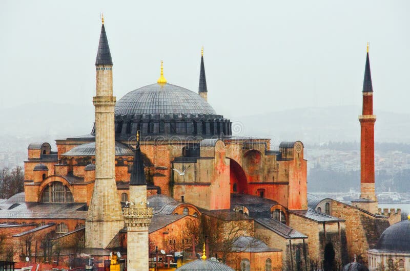 View of Hagia Sofia Mosque (Pink Mosque) in Istanbul, Turkey Stock ...