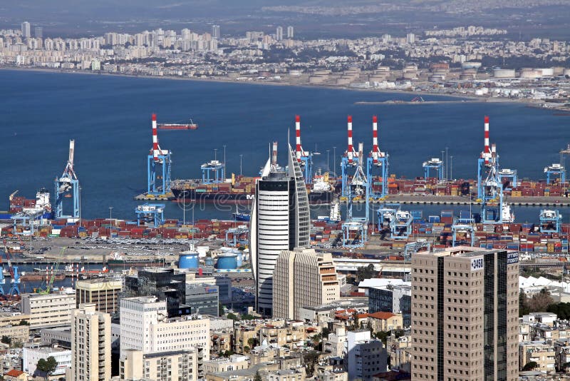 View of Haifa and Port in the Bay Stock Image - Image of haifa, israel ...