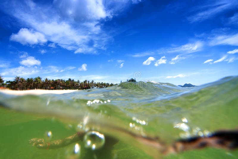 View - Half of the Sky Half Sea,tropical Underwater Shot with Blue Sky ...