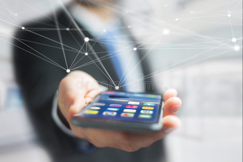 Hand of a Businessman Holding Smartphone with Operating System S Stock ...