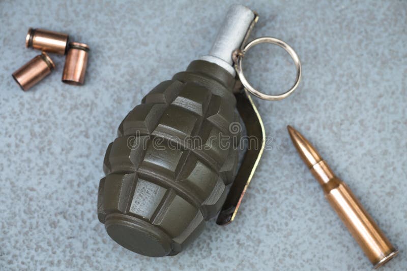 Hand Grenade and Ammunition Stock Image - Image of background, military ...