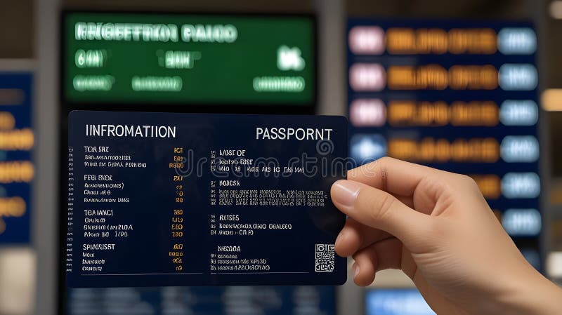 A Hand Holding a Boarding Pass and Passport in Front of a Flight ...