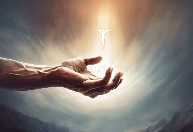 A View of a Hand in the Sky Stock Illustration - Illustration of ...