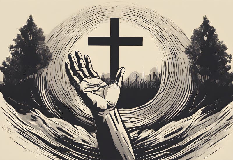 A View of a Hand in the Sky Stock Illustration - Illustration of circle ...