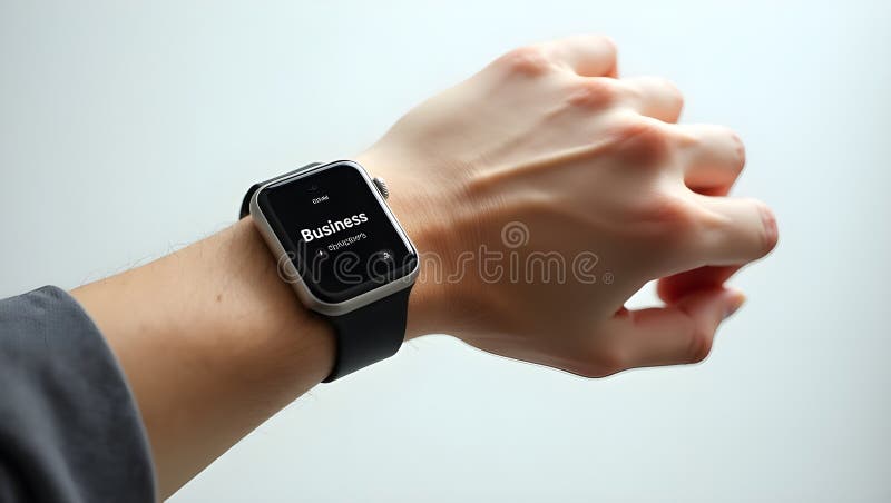 Hands Using a Smartwatch with a Business Notification Displayed on the ...