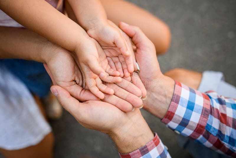 View on Hands Which Turned Palms Up and Lie on Each Other Stock Image ...