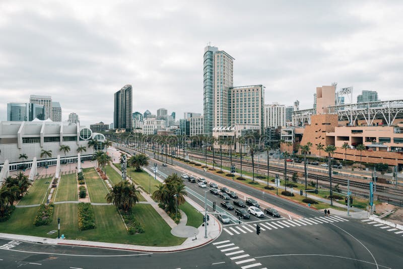 Harbor Drive Pedestrian Bridge in San Diego Editorial Photography ...
